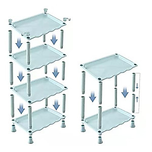 4-Tiers Normal Rectangular Multifunctional Storage Shelf Organizer Narrow Storage Rack for Kitchen or Bathroom (Blue+Yellow)