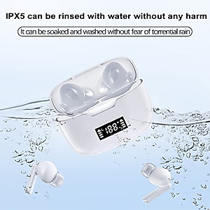 BD&M Wireless Earbuds, Bluetooth Headphones Waterproof Ear Buds Stereo Touch Control Earphone with LED Power Display, Bluetooth Earbuds for Sport, Work, Gym Compatible with iPhone & Android