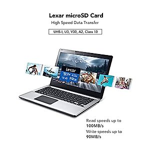 Lexar High-Performance 633x 512GB microSDXC UHS-I Card w/ SD Adapter, Up To 100MB/s Read, for Smartphones, Tablets, and Action Cameras (LSDMI512BBNL633A)