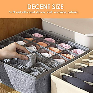 9 Pack Sock Underwear Drawer Organizer Dividers, 122 Cells Fabric Foldable Dresser Drawer Organizers for Bra, Sock, Undies, Belt, Tie, Scarf