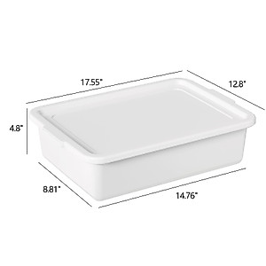 Hespama 3 Pack Commercial Bus Tub with Lid, 13 L Plastic Dishpan Wash Basin, White