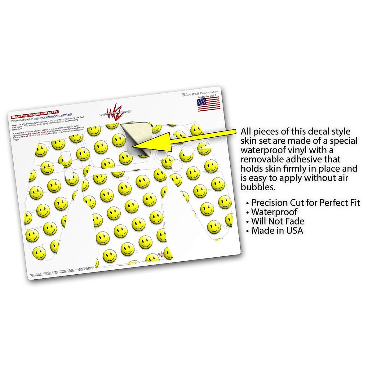 WraptorSkinz Skin Wrap compatible with Sony PS5 DualSense Controller Smileys (CONTROLLER NOT INCLUDED)