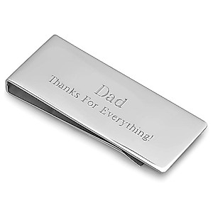 Polished Silver French Fold Money Clip with Free Custom Engraving | Custom Engraved Silver Plated Money Clip