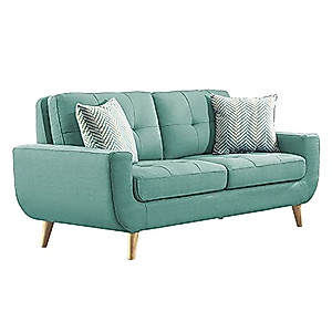 Lexicon Mckinley Tufted Fabric Loveseat with 2 Pillows, 67.5" W, Teal