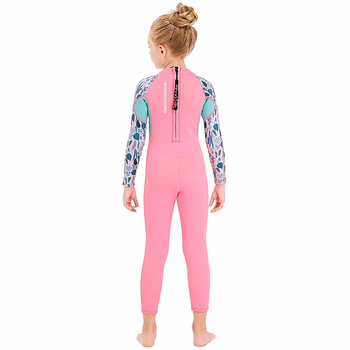 Kids Girls Boys Wetsuit Full Body Neoprene Thermal Swimsuit 2.5MM for Toddler Youth Children Teen, Long Sleeve Child Scuba Diving Surf Suit One Piece Sun Protection for Water Sports (Girl Pink, S)