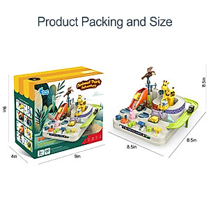 Ferthor Fun Car Rescue Adventure Toys Kids Car Toys for Boys Race Tracks for Toddler Zoo Ramp Vehicle Race Car Game Educational Kids Toys for 3 4 5 6 Year Old Boys（3 Mini Cars）