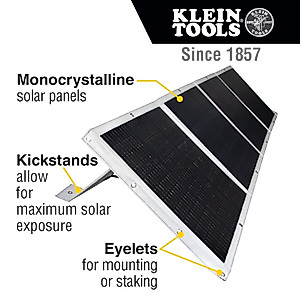 Klein Tools 29251 Portable 200W Solar Panel, Foldable Outdoor Solar Charger with USB-A Port for Power Stations, Batteries and Electronics
