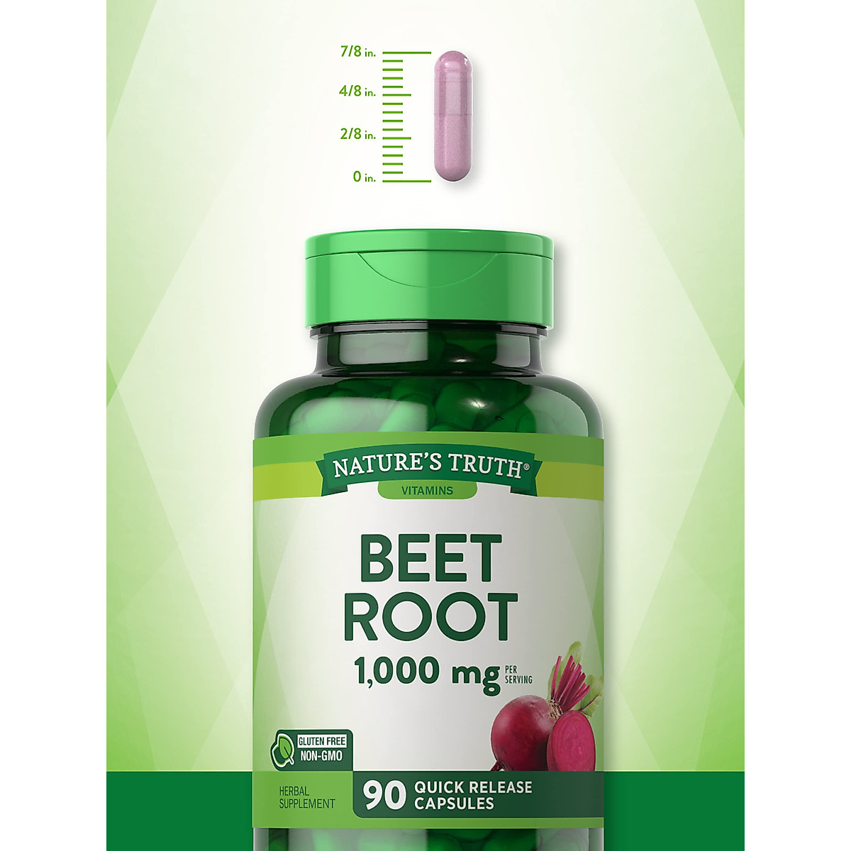 Nature's Truth Beet Root Capsules | 1000mg | 90 Pills | Herbal Extract | Gluten Free, Non-GMO Supplement, 90 Count