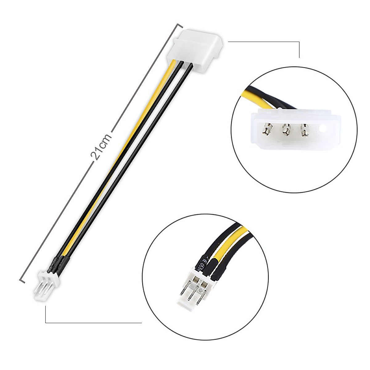 ELECTOP 3 Pin ATX Fan to 4 Pin Molex Connector Cable Fan Power Adapter Cable 2 Pack