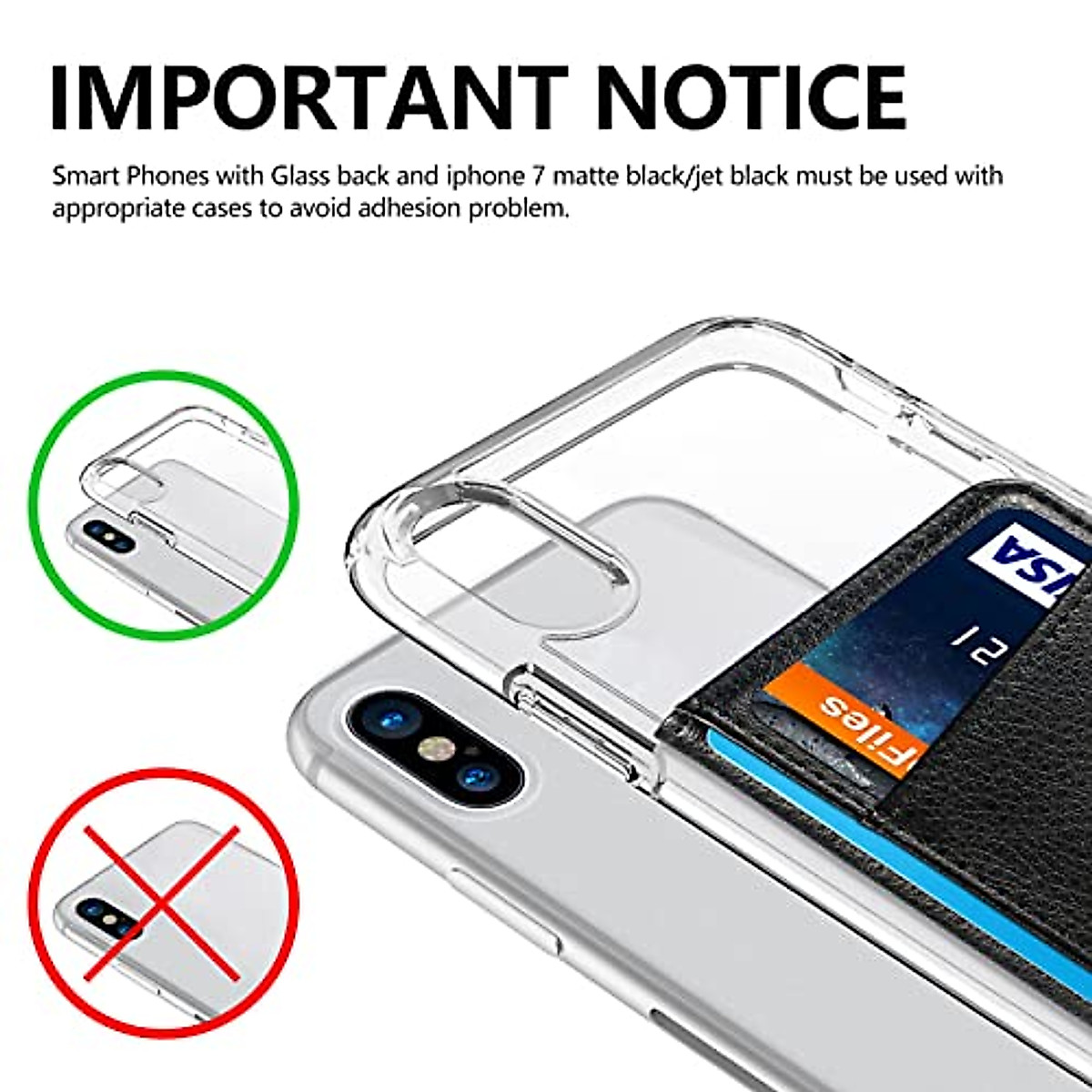 TopFunny Wallet Stick on Phone Case, Credit Card Holder for Back of Phone Cases Flip Leather Wallet Sleeve Pouch Compatible with iPhone, Samsung Galaxy Android Most Smartphones Black