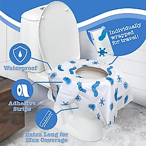 Potty Shields Toilet Seat Covers Disposable (6 Pack) - XL Waterproof Toilet Cover for Toddlers, Kids & Adults - Portable & Individually Wrapped for Travel, Potty Training, Vacations, Public Restrooms