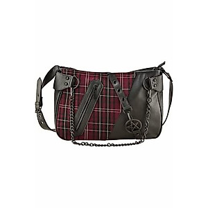 Killstar Harley Chain Pentagram Tartan Gothic Punk Purse Shoulder Bag (Ash Tartan)