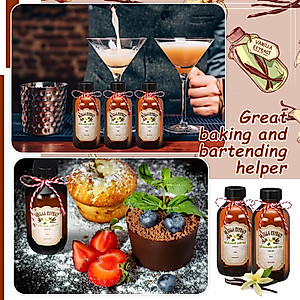 Uiifan 8 Pcs Vanilla Extract Bottles Boston Round Bottles with Caps Glass Bottle and 8 Pcs Vanilla Extract Labels Stickers for Syrup Gift Glass Food Storage Canister Set Sauce Beans (4 oz)