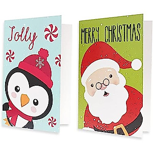 Juvale 48 Pack Christmas Greeting Cards with Envelopes, 6 Holiday Designs (4x6 Inches)
