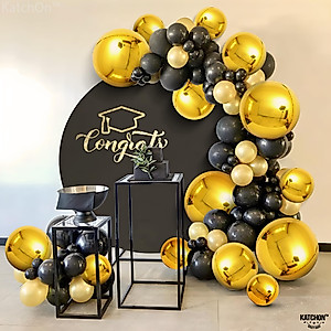 KatchOn, Large Gold Balloons - 22 Inch, Pack of 14 | Gold Foil Balloons for Gold Party Decorations | Round 4D Chrome Gold Balloons, Gold Mylar Balloons | New Years Balloons, New Years Decorations 2025