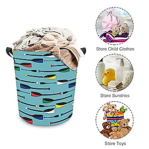Rowing Rowing in Water Large Laundry Basket Hamper Bag Washing with Handles for College Dorm Portable