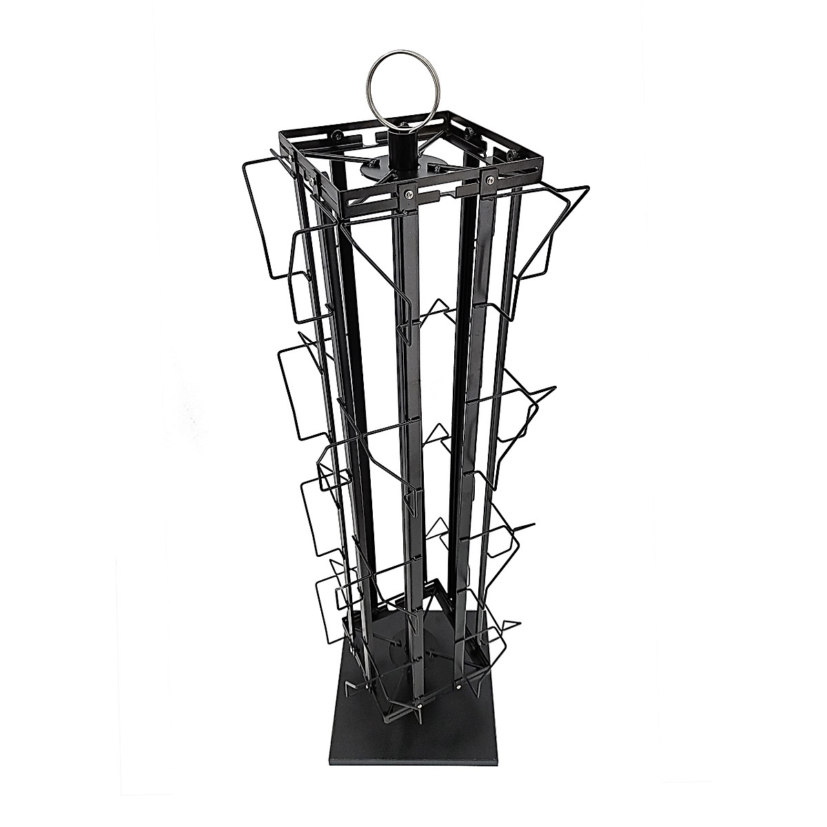 Adjustable Greeting Card Rack Display Stand 4 Tier 16 Pocket Organizer Postcard CD DVD Book Brochure Literature Rotating Spin 7X5 6X4 4X5 5X7. Pocket Size: 4.6-10"Wide X 8"High 11602-R-8"-NPF