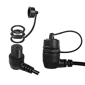 QIANRENON 90° Micro USB Panel Flush Mount Waterproof Extension Cable Micro USB 5 Pin Right Angle Male to Female Connector for Fixied on Dashboard of Car,Boat,Motorcycle,28cm/11in (Left Bend)