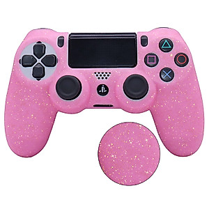 ROTOMOON Glitter Silicone Controller Skins for PS4 with 8 Thumb Grips, Sweat-Proof Anti-Slip Controller Cover Skin Protector Compatible with PlayStation 4 Slim/Pro Controller…