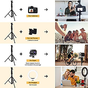 PHOPIK Phone Tripod Stand : Selfie Stick Tripod,Phone Tripod Extendable Camera & Cell Phone Tripod Stand for iPhone & Android Phone, Heavy Duty Aluminum, Lightweight