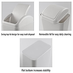 Jekiyo 12 Liter Slim Plastic Trash Can, Swing Lid Garbage Can, 2-Pack