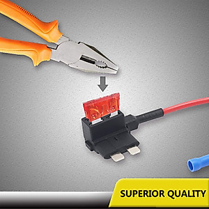 Recoil FT1-10 10 Pack 12V Car Add-a-Circuit Fuse Tap Adapter ATO ATC Blade Fuse Holder with 10pcs 10A,20A Fuses