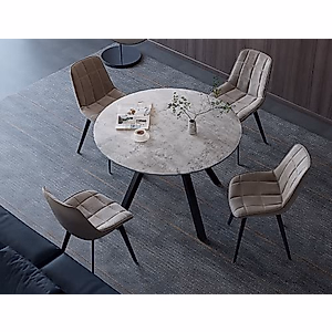 Acanva Small Round Dining Table for 4 Person, MDF & HPL Surface and Sturdy Base Structure, Modern Design for Kitchen, Living Room & Apartment, Easy Assembly, 43.3” Diam. x 30” H, Grey Concrete