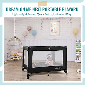 Dream On Me Nest Portable Play Yard With Carry Bag And Shoulder Strap, Black