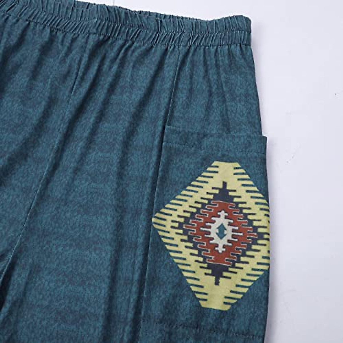 July 4 Wide Leg Pants for Women Dressy Petite Women Casual Fashion Print Loose Elastic Waist Harem Pants Pocket Floral Pants Womens Yoga Pants with Pockets Tummy Control July 4 Dress Pants Women