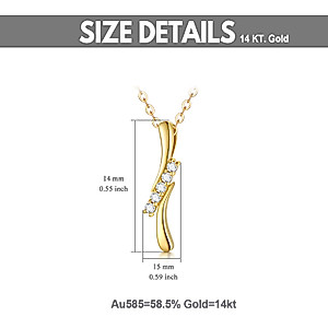 14K Solid Gold Diamond Necklace for Women, Yellow Gold"Soulmate" Diamond Pendant Necklace Fine Jewelry Gift for Her, Wife, Mom 18 inch (Adjustable Length)