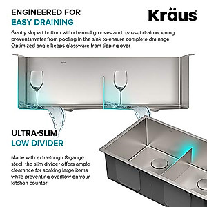 KRAUS Kore™ Workstation 33-inch Undermount 16 Gauge Double Bowl Stainless Steel Kitchen Sink with Accessories (Pack of 8) with WasteGuard™ Continuous Feed Garbage Disposal, KWU112-33-100-75MB