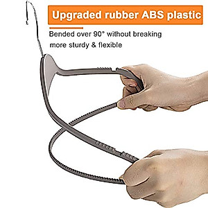 ELONG HOME Grey Plastic Thin Hangers for Clothes, 28 Pack Upgraded Rubberized Hangers Non Slip, Durable Slim Clothing Notches Hangers, 17.7 Inches Wide for Adults Clothes