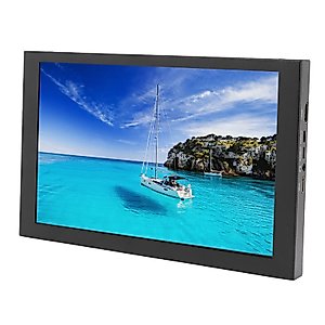 Jeanoko Computer Monitor, 10.1in HD Color Portable Monitor Built in Speakers Metal with USB Power Cable for Laptops