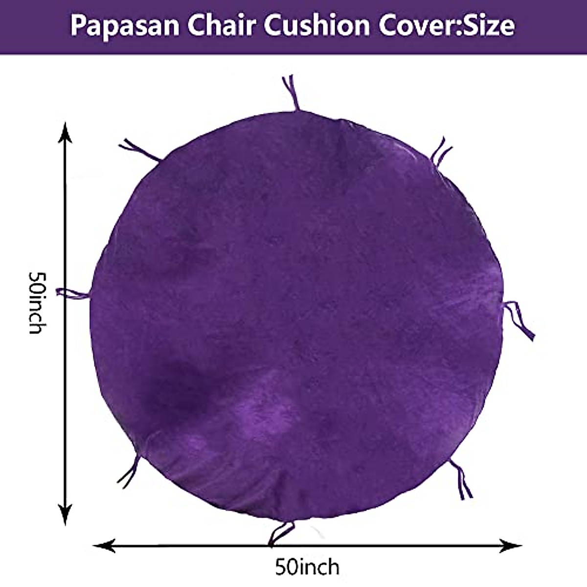 Papasan Cushion Cover Only, Indoor Dutch Velvet Smooth Soft Zippered Slipcover for Papasan Round Egg Chair Cushion,Machine Washable Unfading with Attached 8 Pairs Straps(Fits 43-48in Round Cushion)