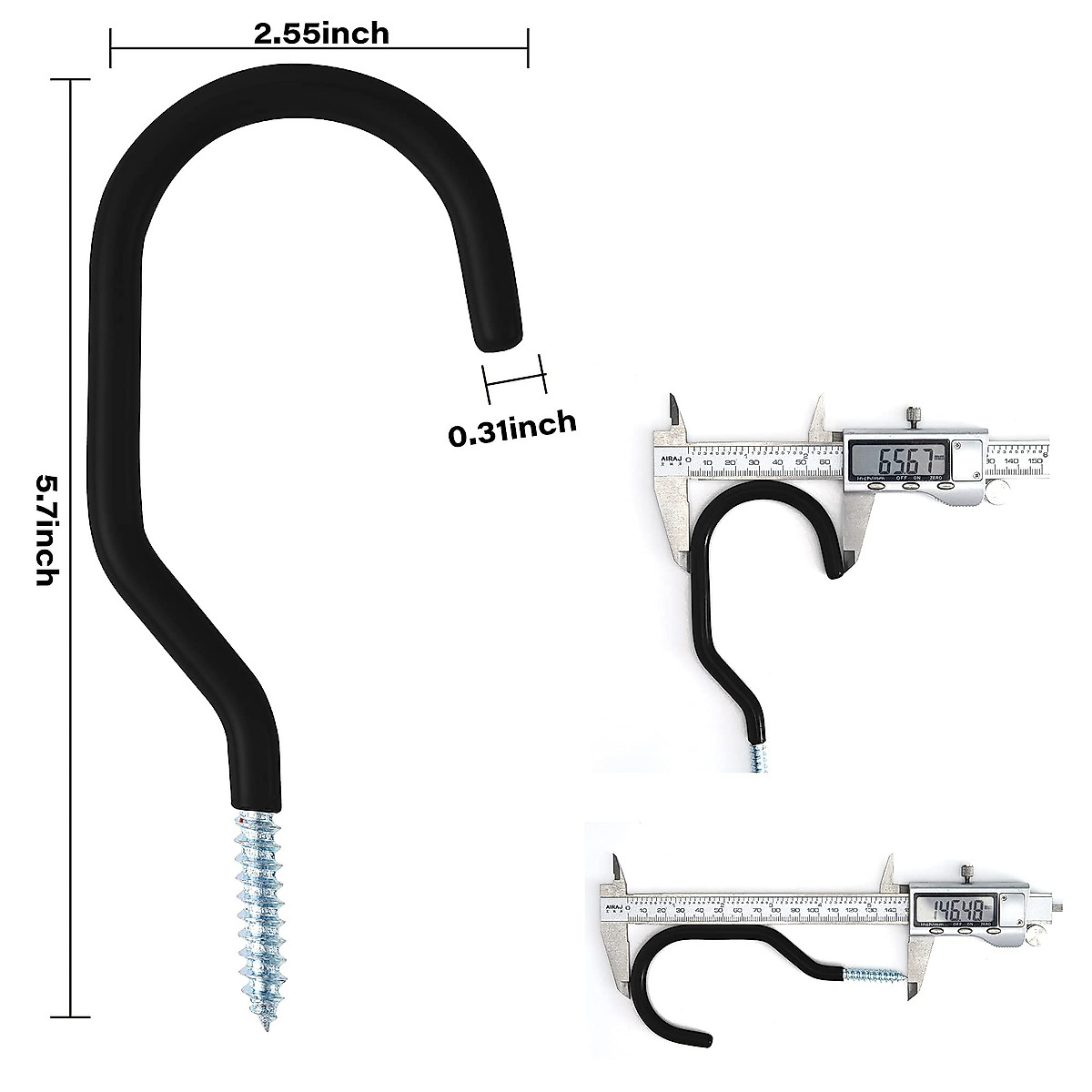 Sinoer 8 Pack Heavy Duty Bike Screw in Storage Hooks Rack,for Garage Wall and Ceiling Bicycle Storage & Heavy Duty Goods on Wall, Perfectly Utility Tool Hanger (Black)