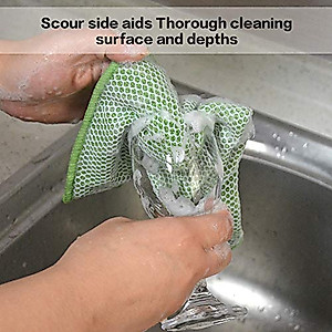 SINLAND Microfiber Dish Cloth for Washing Dishes Dish Rags Best Kitchen Washcloth Cleaning Cloths with Poly Scour Side 5 Color Assorted 12inchx12inch 10pack