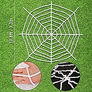 Konsait Halloween Decorations,Giant Black Spider with Red Eyes, 10.8ft Giant Spider Web for Halloween Haunted House Props, Yard Lawn Wall Indoor Outdoor Decorations