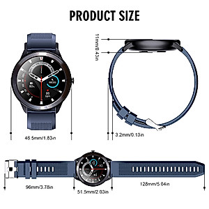 Smart Watch, 1.28''HD Fitness Tracker with Touch Screen Heart Rate Monitor Camera Music Control, Bluetooth Sport Watch for Women Men, IP68 Waterproof SmartWatch Compatible with iPhone Android (Blue)