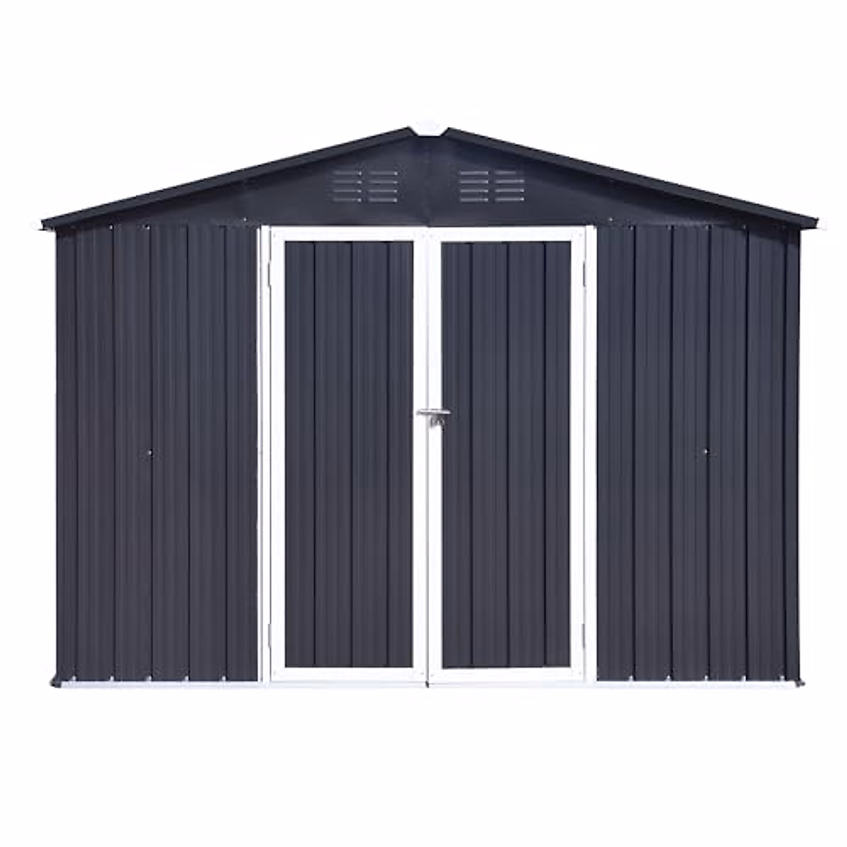Goohome Sheds & Outdoor Storage, 10ftx8ft Metal Outside Garden Storage Shed Galvanized Steel w/Lockable Door, Punched Vents, Spacious Roof Design House Garden Tool Storage Shed for Backyard, Bike Shed