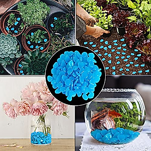 OSOPOLA 150 PCS Luminous Stones - Blue Glow Rocks Decorations DIY Decorative Pebbles for Aquarium Fish Tank Sidewalk Garden Path Patio Terrace Lawn Yard Ornaments Blueness Cobbles Decor FD05BL150