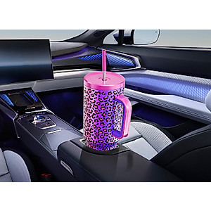 Meoky 40 oz Tumbler with Handle and Straw, Tumbler with Lid and Straw, Insulated Stainless Steel Travel Mug, 100% Leak-proof, Keeps Cold for 34 Hours or Hot for 10 Hours (Celebration)