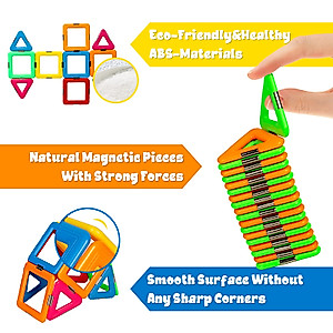 idoot Magnetic Tiles Building Blocks Toddler Toys Magnets for Kids,70PCS Magnetic Blocks STEM Building Toys for 3+ Year Old Boys Girls Educational Games Stacking Blocks Gifts