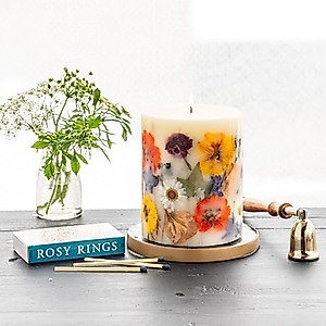 Rosy Rings Fall Decor Essence of Autumn Botanical Candle | Aromatherapy Long Lasting Candles Home Gifts Notes of Hyacinth, Honeysuckle, Rose, Cyclamen, Orange Flower Aroma Burn Time 120 Hours 5.5" H