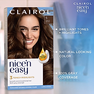 Clairol Nice'n Easy Permanent Hair Dye, 5RB Medium Reddish Brown Hair Color, Pack of 1