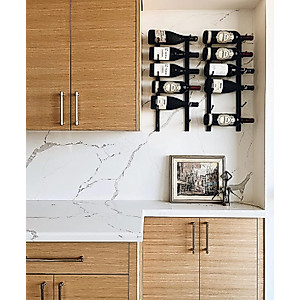 VintageView W Series Wine Rack 2 | Modern Wall Mounted Wine Storage (6 Bottles, Matte Black)