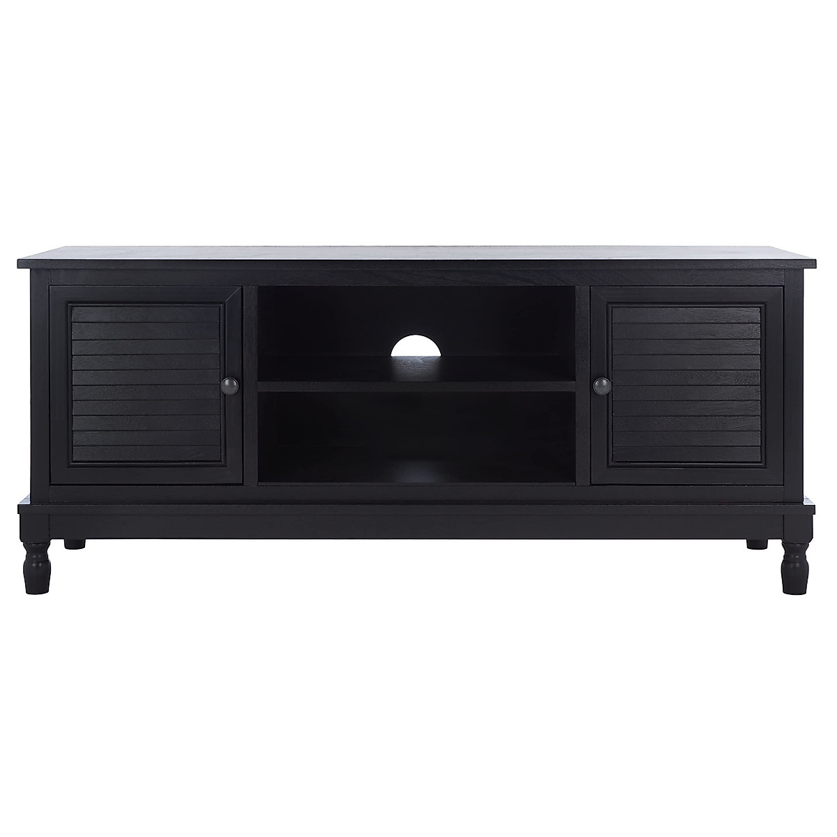 SAFAVIEH Home Collection Tate Black 2-Door 1-Shelf Entertainment Stand up to 55" Flatscreen TV Media Unit