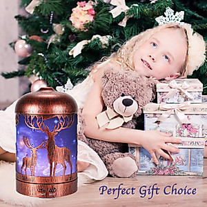 Kids Diffusers for Essential Oils - Cute Deer Essential Oil Diffusers, 150ML Metal Aromatherapy Diffuser Humidifier with Auto Shut-Off Protection,7 Colors Changed Night Light Gift Ideas for Christmas