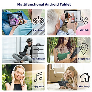 AAUB Tablet 10.1 inch Android Tablets 10 OS, Octa-Core Largest Tablet, HD Display, 32GB Big Storage Smart PC, 5MP+13MP Dual Cameras, 5G WiFi Bluetooth 5.0 GPS for Kids Seniors Tablet Computer
