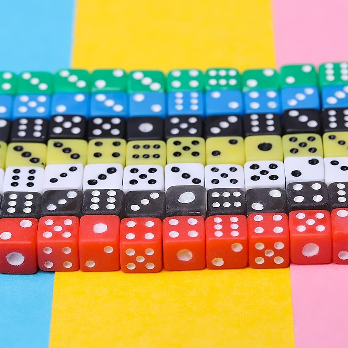 U-M 50PCS/Bag 6 Sided Dices Table Games Dice 5MM Acrylic Round Corner Board Game Dice Party Game Dices Portable Cubes Digital Dices Attractive Processed