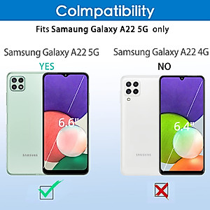 Milomdoi Case for Samsung Galaxy A22 5G with 2 Pack Screen Protector, [Not fit 4G] [Military Grade Protective ] Heavy Duty 360° Finger Ring Kickstand Cover for Samsung A22 5G Phone Case-Light Green